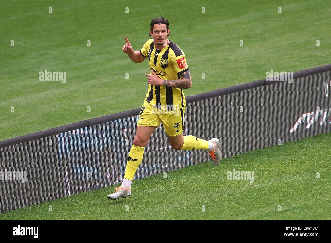 Phoenix's Oskar Zawada celebrates a goal during the A-League Men's ...