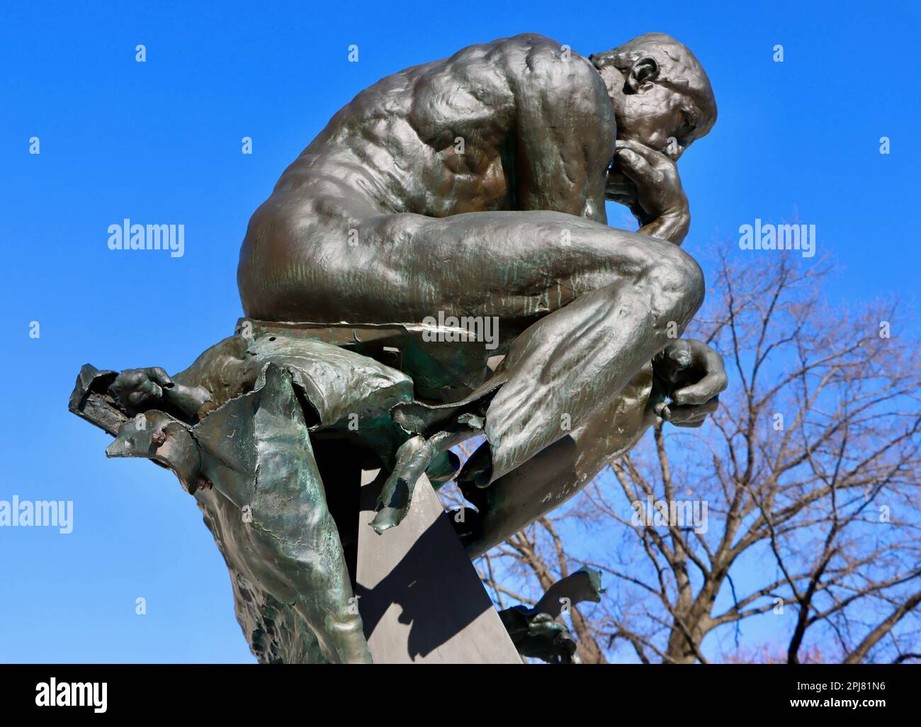 Auguste Rodin's The Thinker at the top of the Cleveland museum's main ...