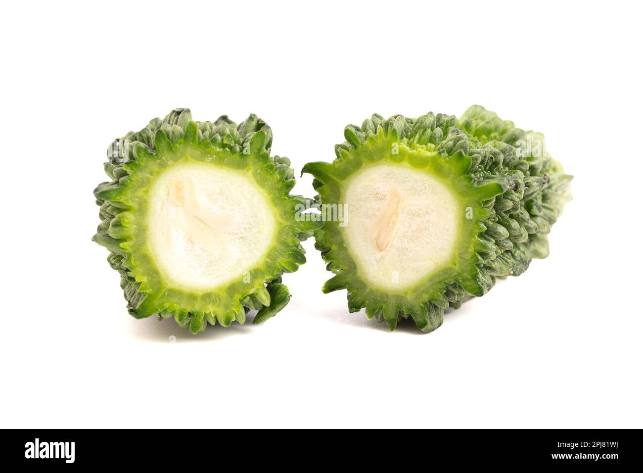 Green Bitter Gourd Melon Isolated on a White Background Stock Photo - Alamy