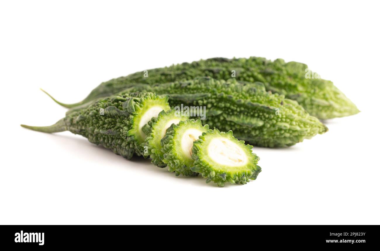 Green Bitter Gourd Melon Isolated on a White Background Stock Photo - Alamy