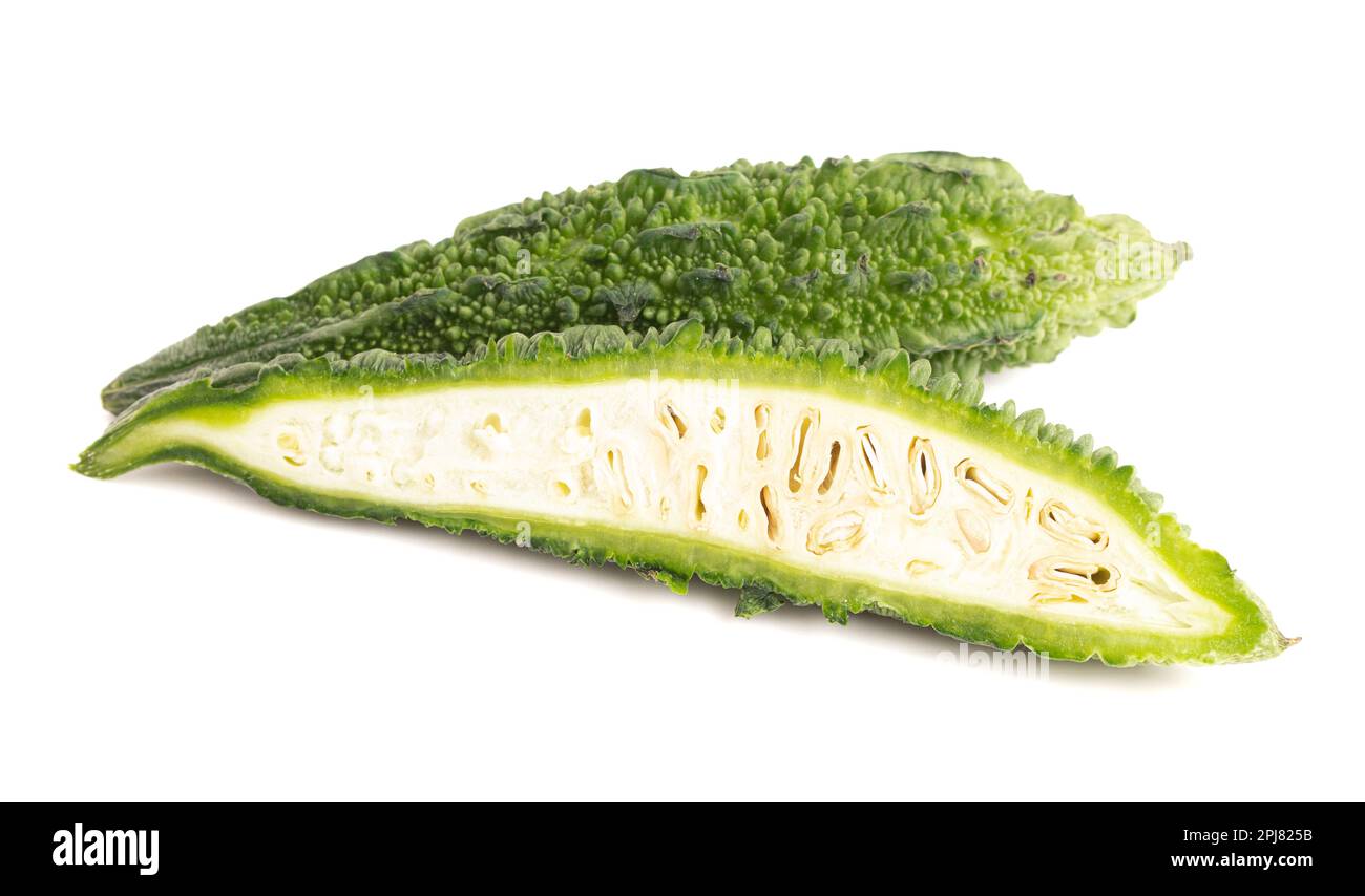 Green Bitter Gourd Melon Isolated on a White Background Stock Photo - Alamy