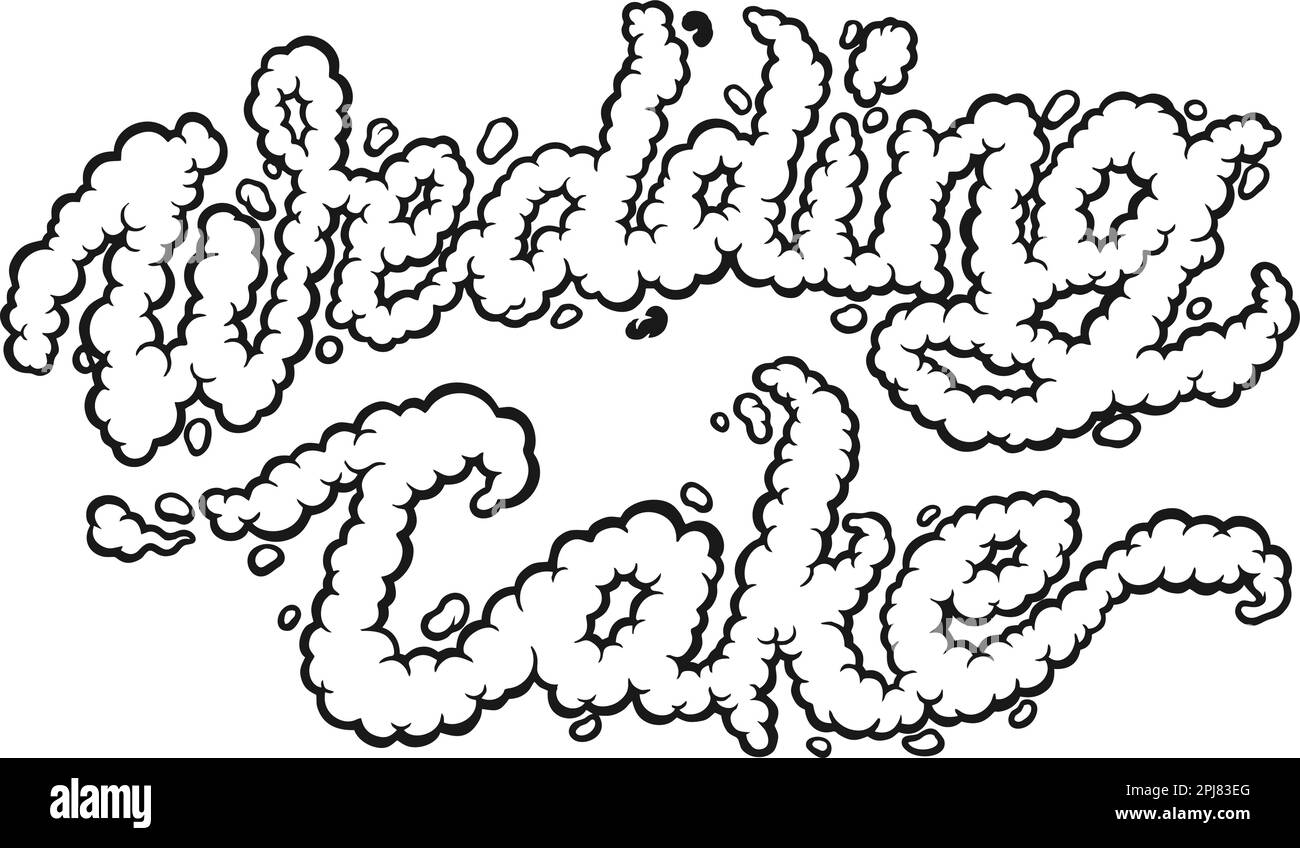 Stunning typeface wedding cake word smoke effect illustrations ...