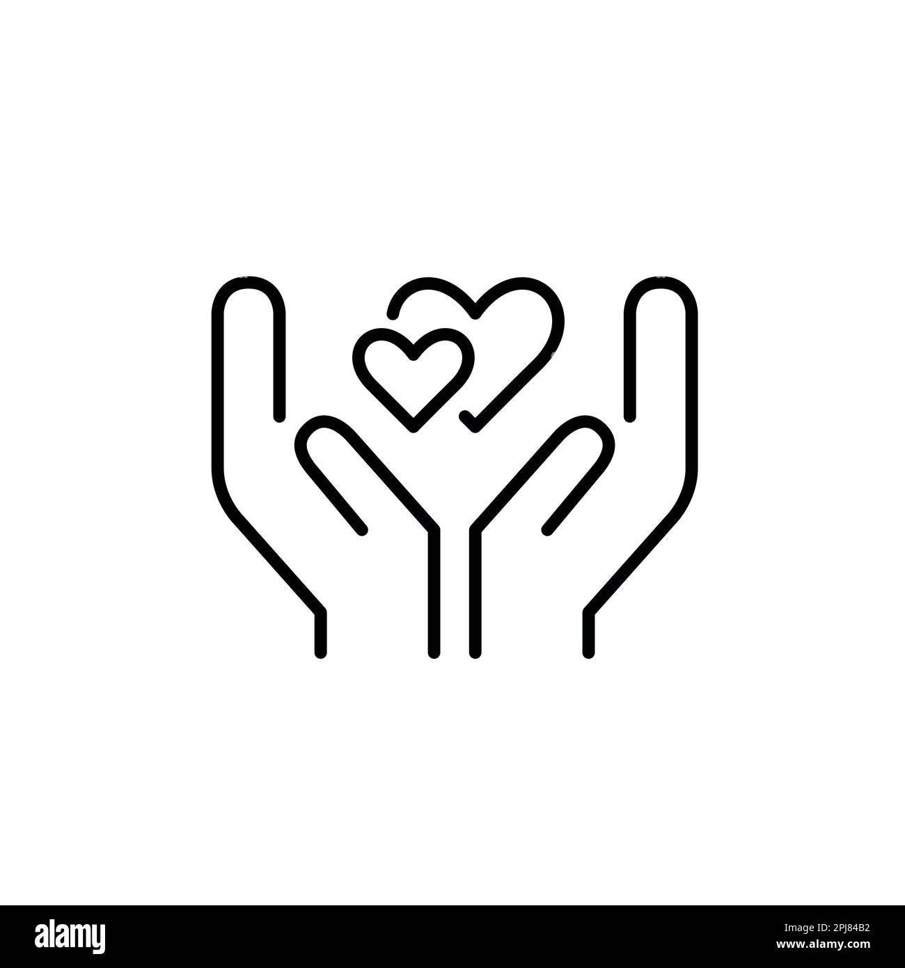Love and romance icon. Two loving hearts in hands. Pixel perfect ...