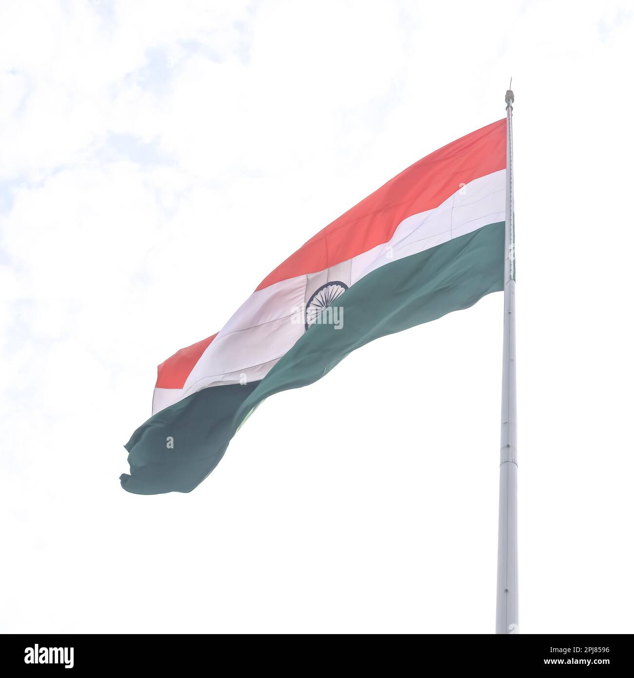India flag flying high at Connaught Place with pride in blue sky, India ...