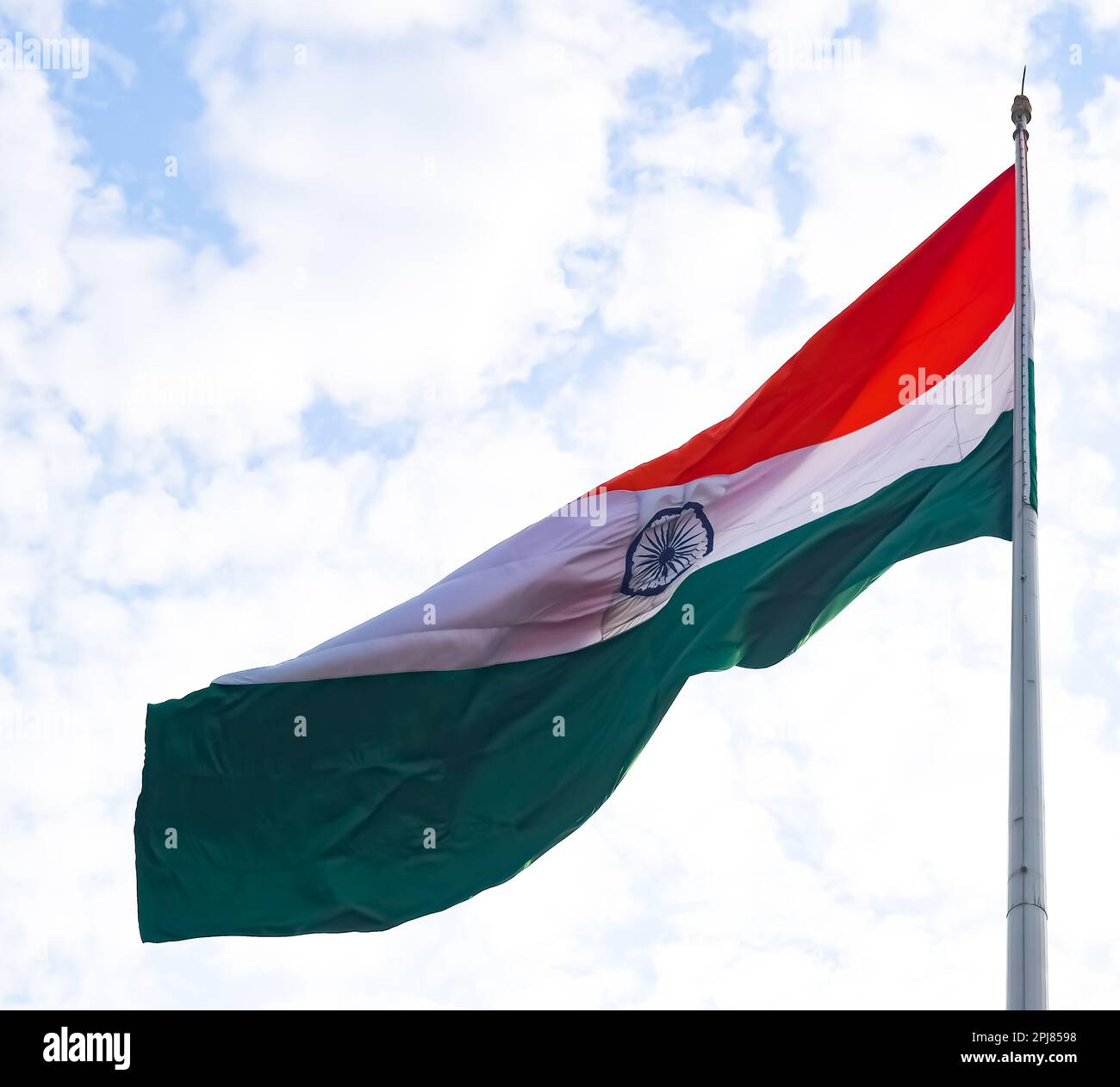 India flag flying high at Connaught Place with pride in blue sky, India ...