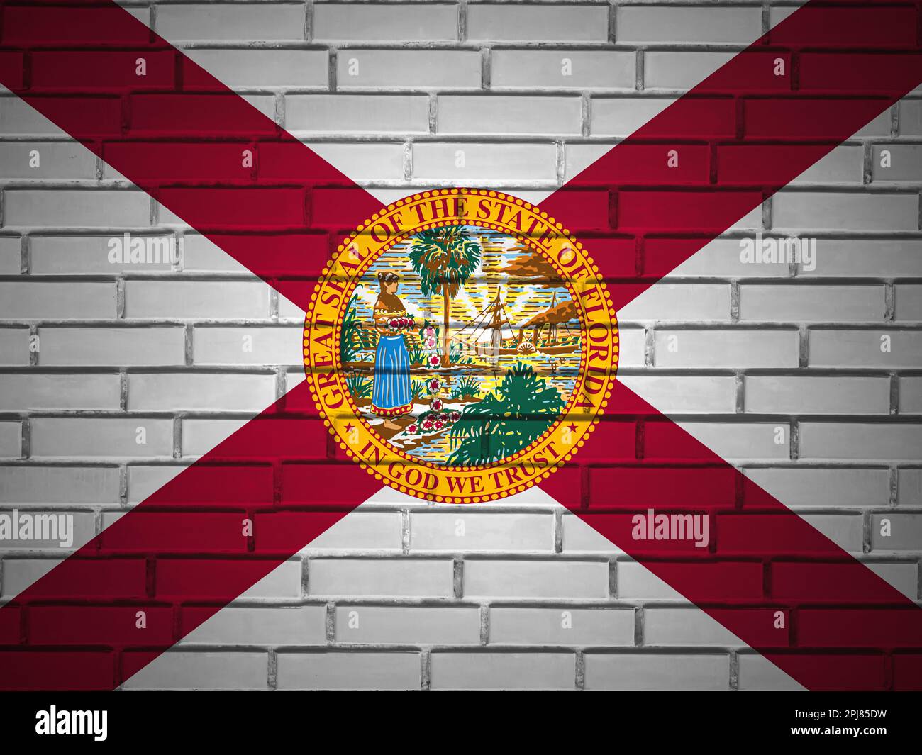 Brick wall Florida state flag background. 3d illustration Stock Photo ...