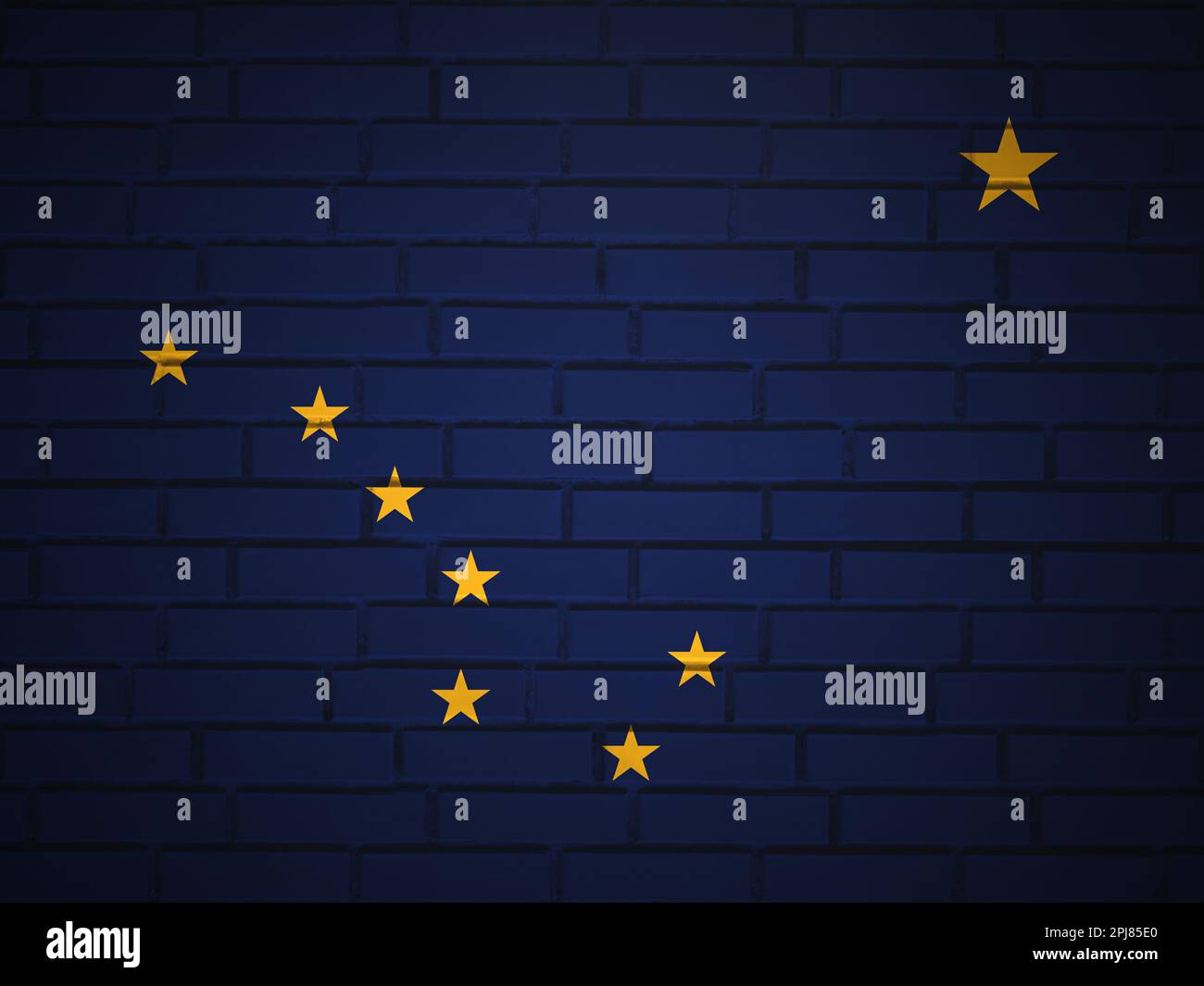 Brick wall Alaska state flag background. 3d illustration Stock Photo ...