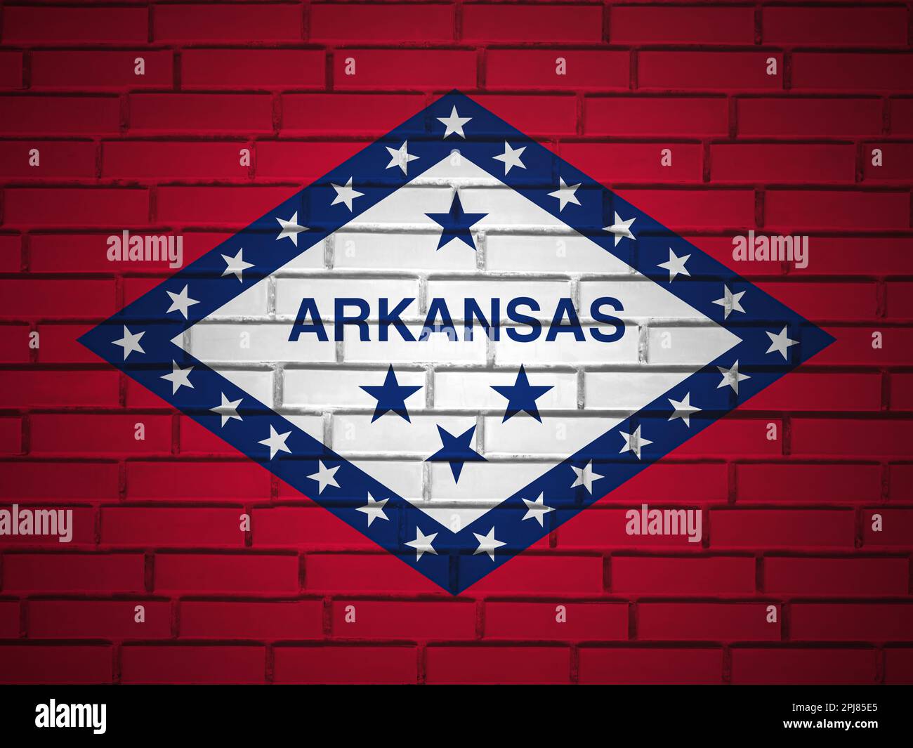 Brick wall Arkansas state flag background. 3d illustration Stock Photo ...