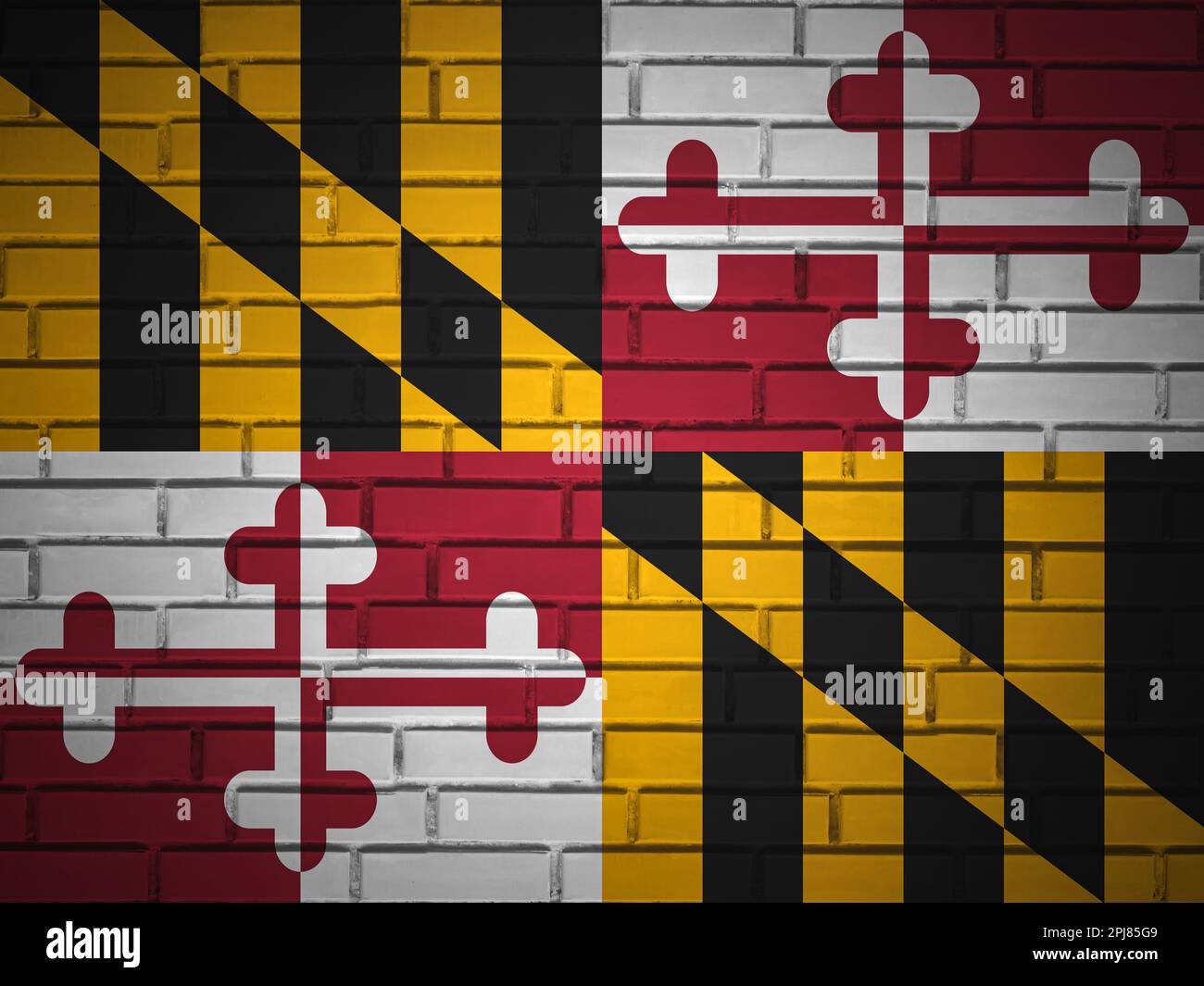 Brick wall Maryland state flag background. 3d illustration Stock Photo ...
