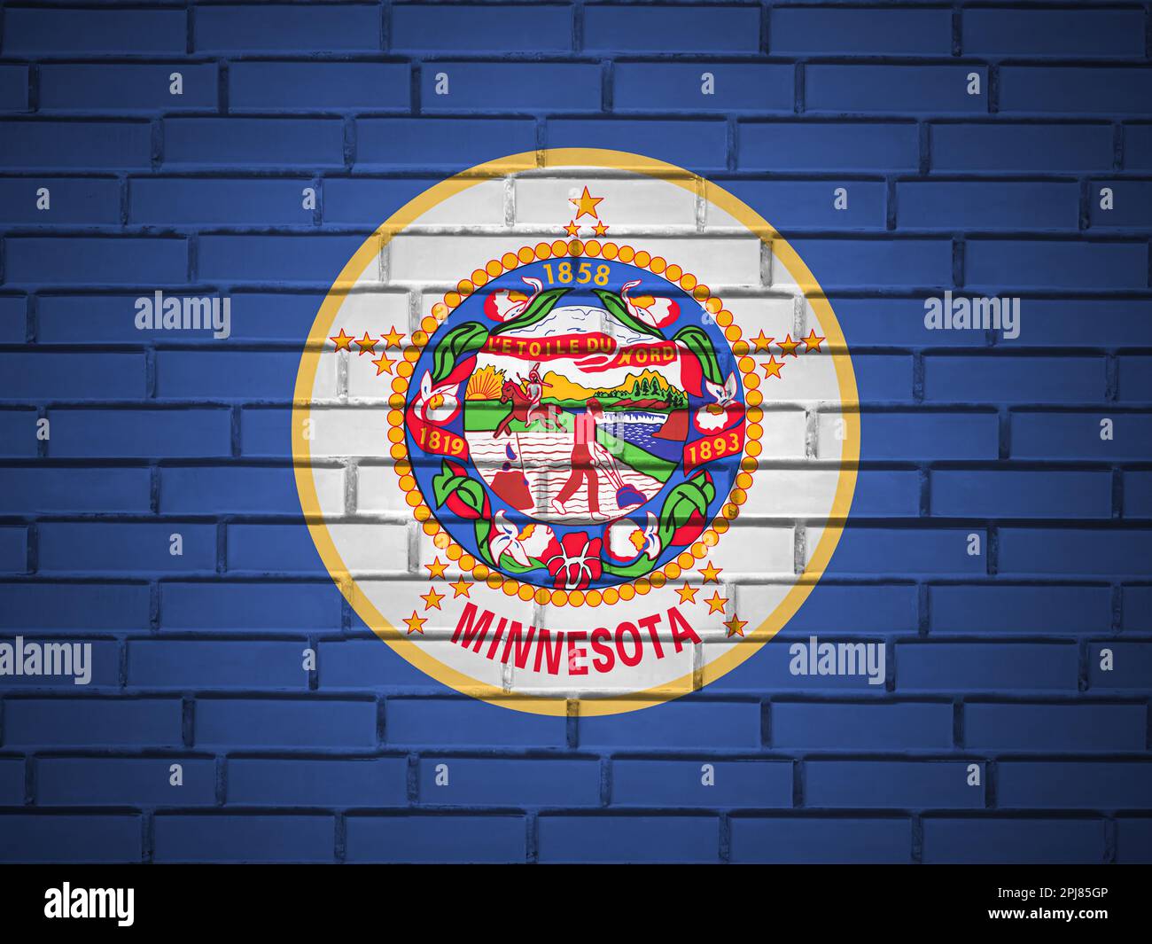 Brick wall Minnesota state flag background. 3d illustration Stock Photo ...