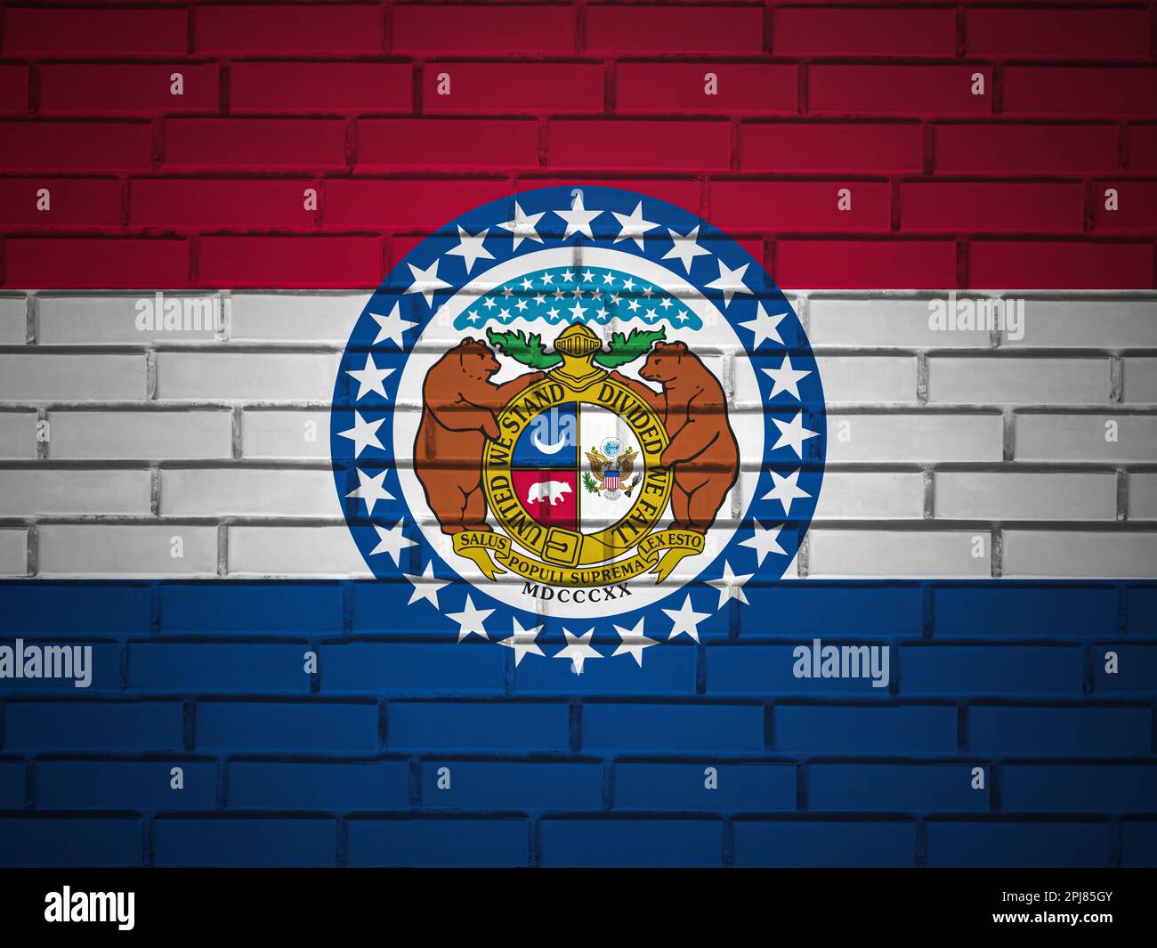 Brick wall Missouri state flag background. 3d illustration Stock Photo ...
