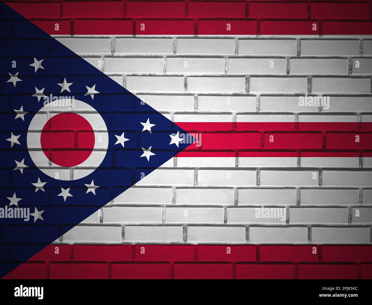 Brick wall Ohio state flag background. 3d illustration Stock Photo - Alamy