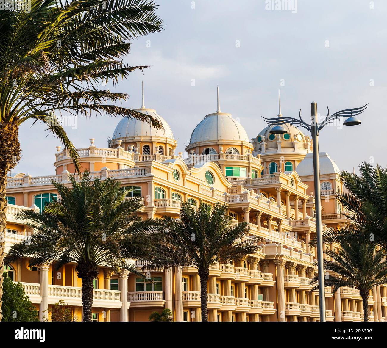 Dubai, UAE - 01.15.2023 - Facade of the Raffles hotel located in Palm ...