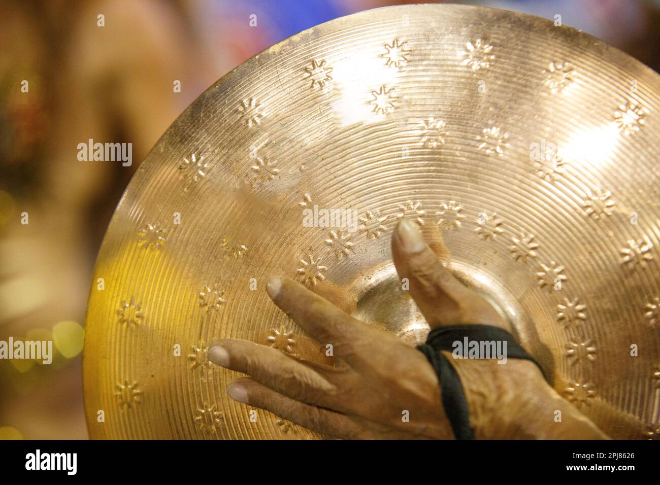 musical instrument known as a dish, during carnival rehearsal in Rio de ...