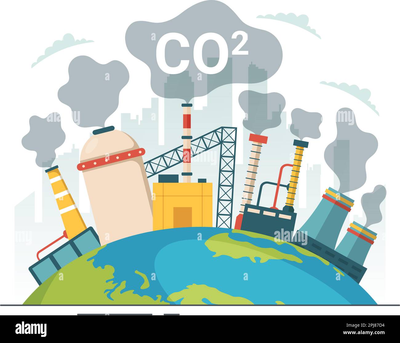 Carbon Dioxide or CO2 Illustration to Save Planet Earth from Climate ...