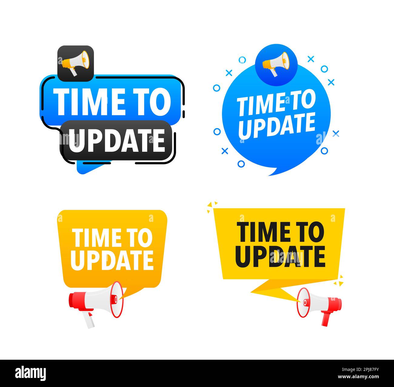 Megaphone label set with text time to update. Time to update ...