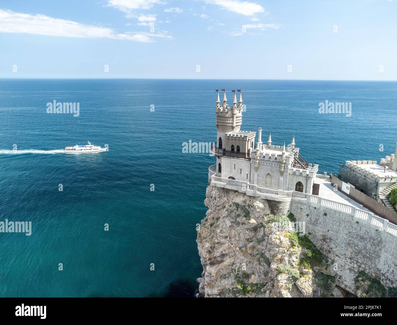 Crimea Swallow's Nest Castle on the rock over the Black Sea. It is a ...