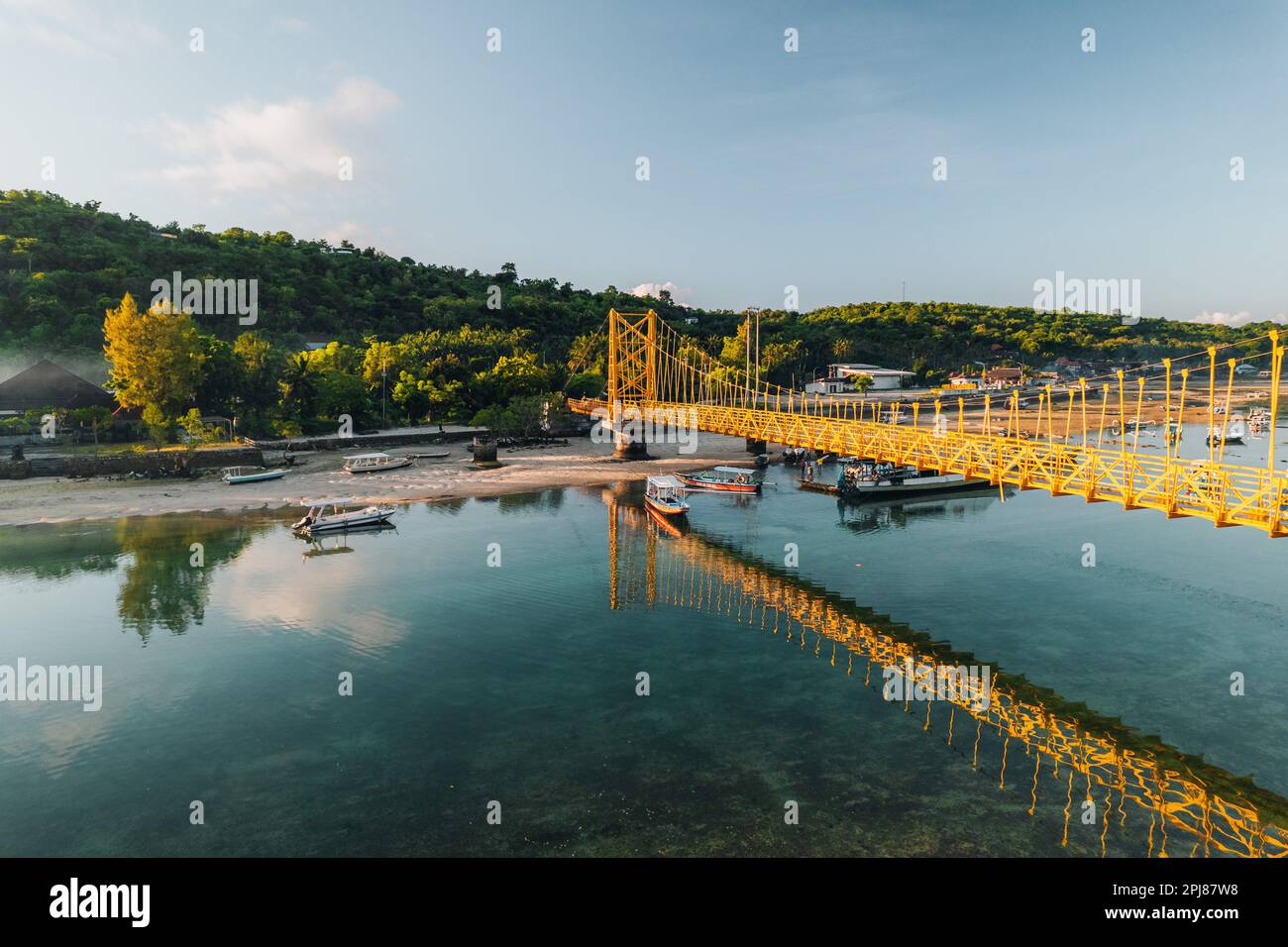 Famous yellow bridge Nusa Lembongan Nusa Ceningan Bali Indonesia Drone ...