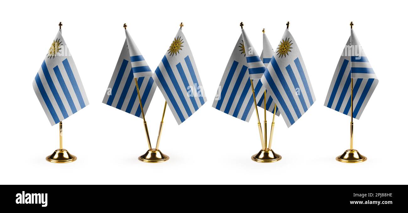 Small national flags of the Uruguay on a white background Stock Photo ...