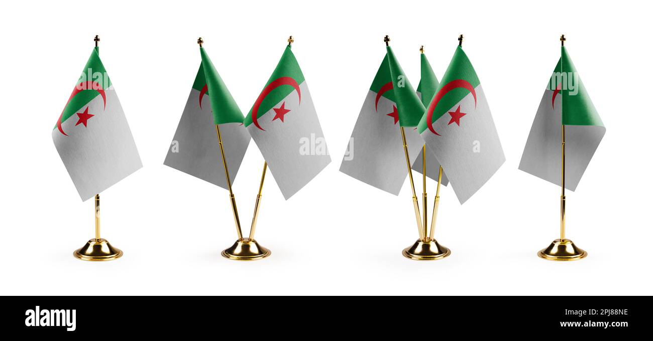 Small national flags of the Algeria on a white background Stock Photo ...