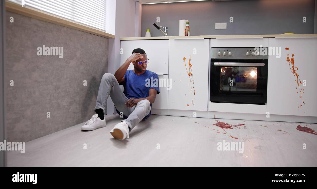 Messy Kitchen Food Spill Accident And Mess Stock Photo - Alamy
