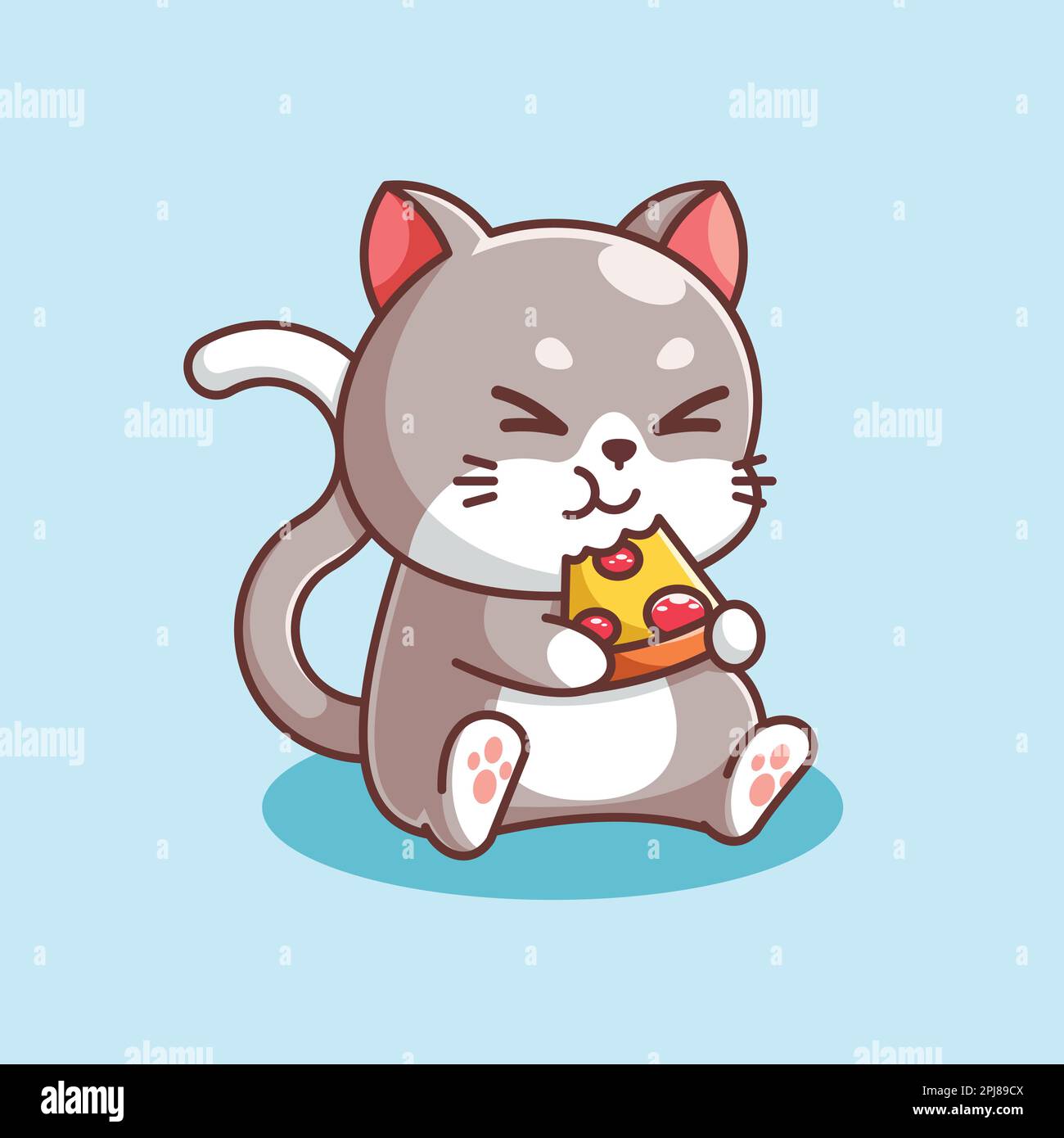 Cute cat eating pizza cartoon Stock Vector Image & Art - Alamy