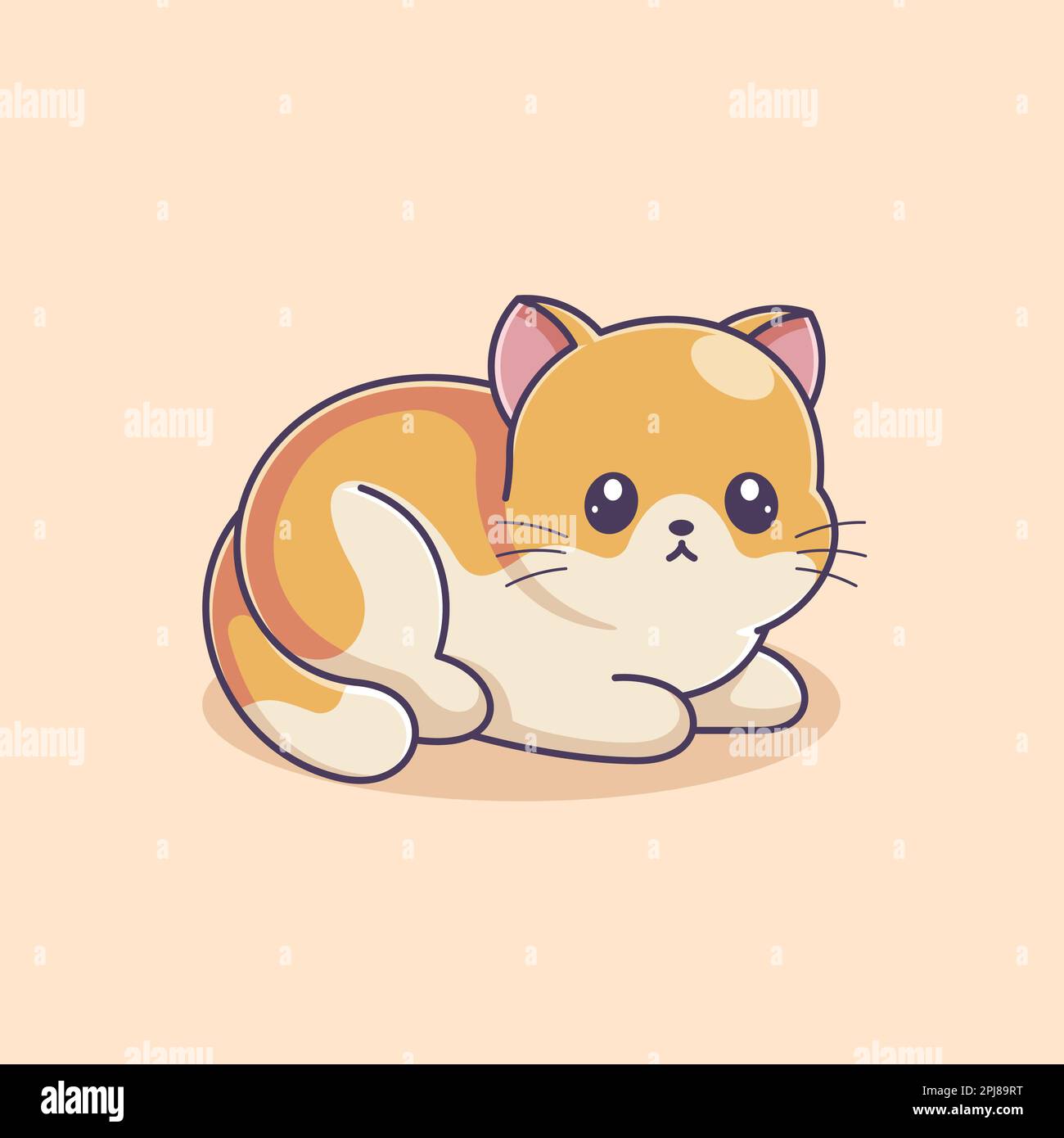 Cute kitten sitting relaxed cartoon Stock Vector Image & Art - Alamy