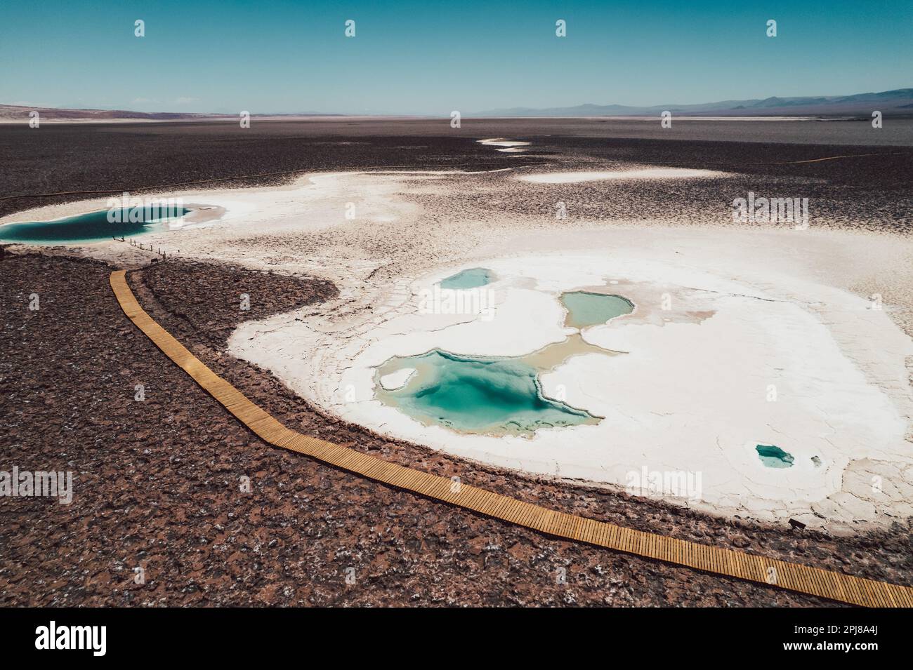 Aerial View of Salt Lagoon Baltinache San Pedro de Atacama Desert Chile ...