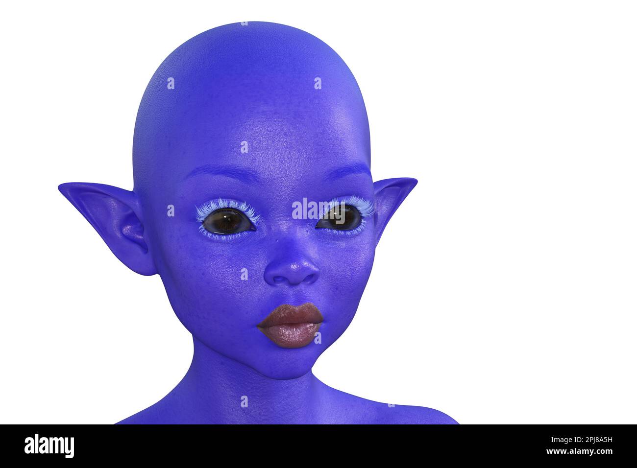 3d render. Portrait of a blue elf on a white background Stock Photo - Alamy