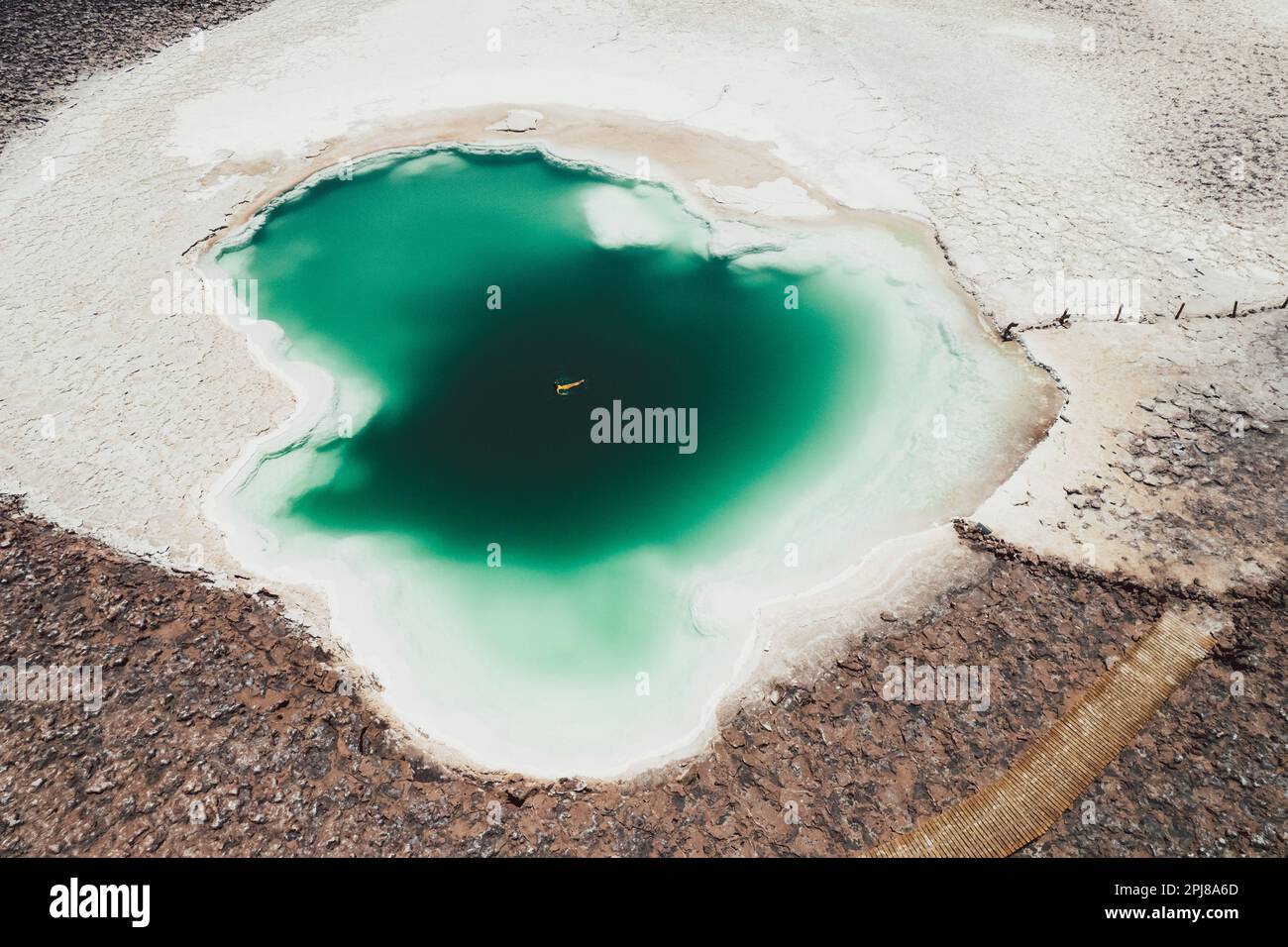 Aerial View of Salt Lagoon Baltinache San Pedro de Atacama Desert Chile ...