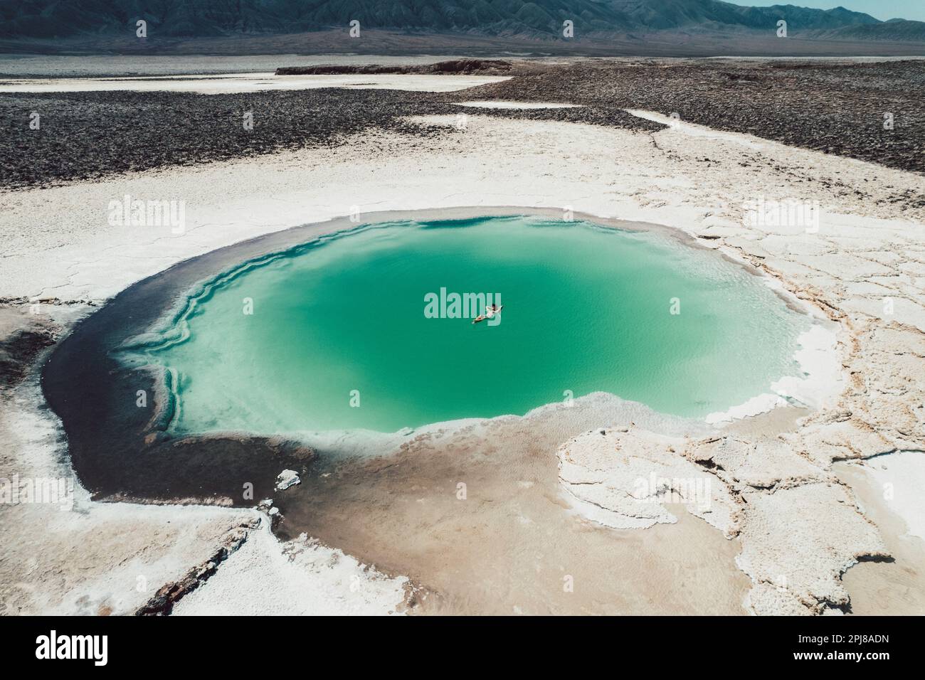 Aerial View of Salt Lagoon Baltinache San Pedro de Atacama Desert Chile ...