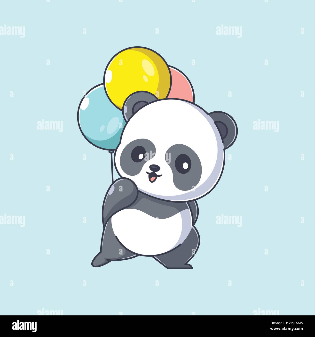 Cute panda giving balloons cartoon Stock Vector Image & Art - Alamy