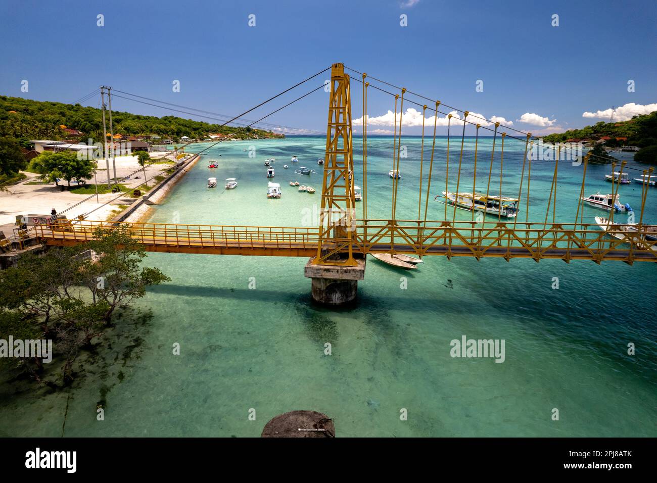 Famous yellow bridge Nusa Lembongan Nusa Ceningan Bali Indonesia Drone ...