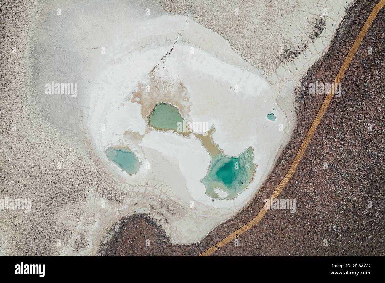 Aerial View of Salt Lagoon Baltinache San Pedro de Atacama Desert Chile ...