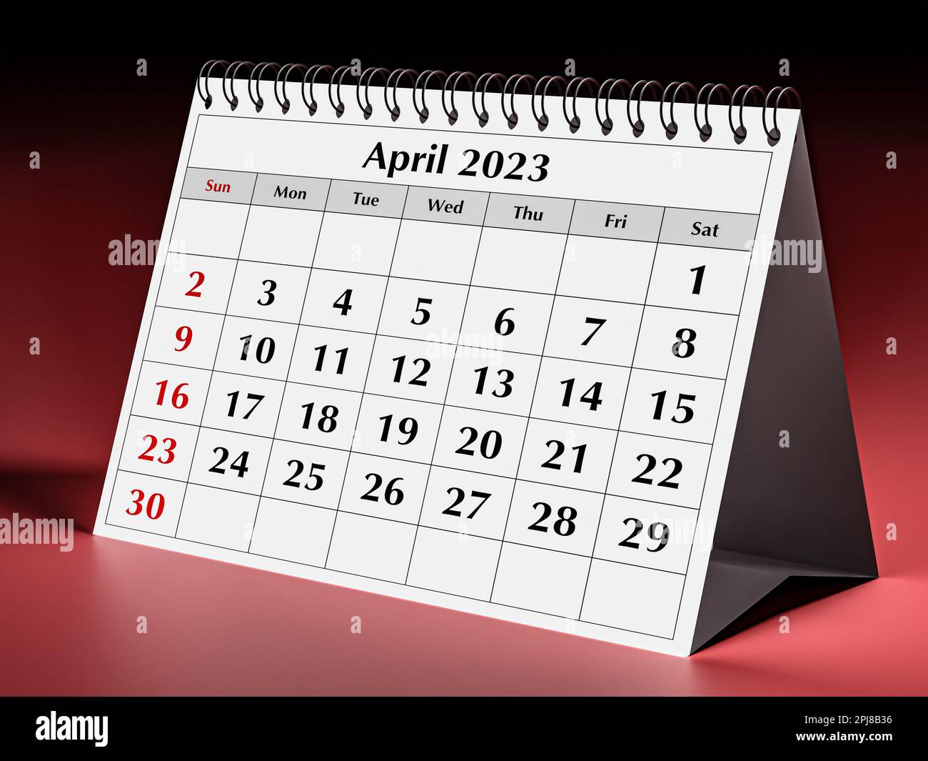 One page of the annual business desk monthly calendar. Date - april ...