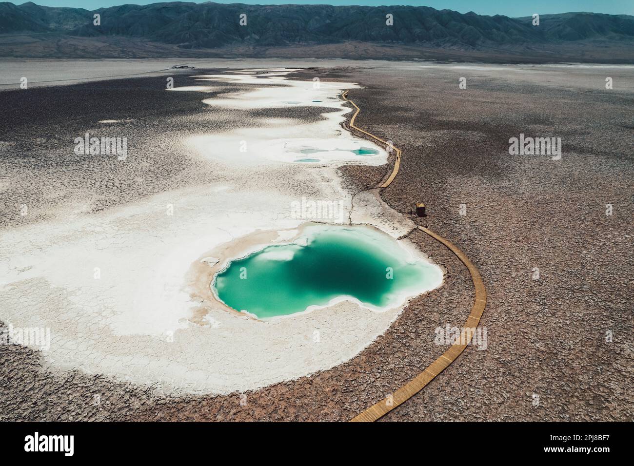 Aerial View of Salt Lagoon Baltinache San Pedro de Atacama Desert Chile ...