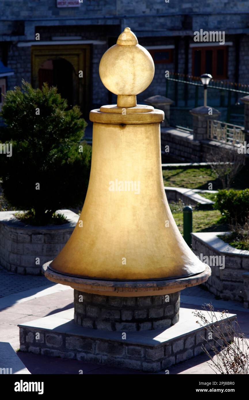 Traditional religious symbol Stupa in Faibar glass at Sarahan village ...