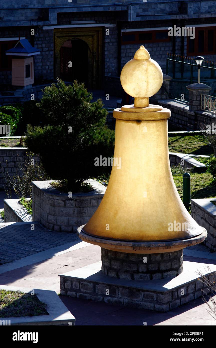 Traditional religious symbol Stupa in Faibar glass at Sarahan village ...