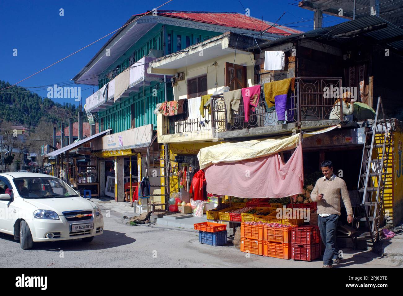 Traditional Himalayan wooden houses in village Sarahan state Himacal ...