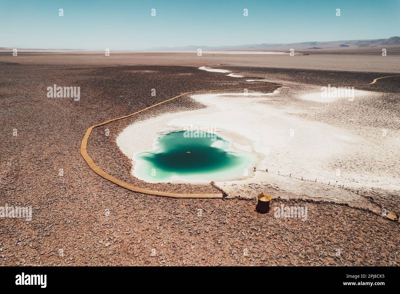 Aerial View of Salt Lagoon Baltinache San Pedro de Atacama Desert Chile ...