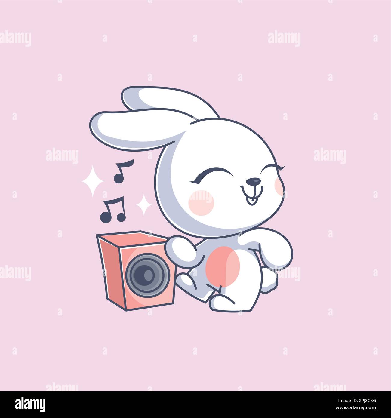 Cute bunny dancing and listening to music Stock Vector Image & Art - Alamy