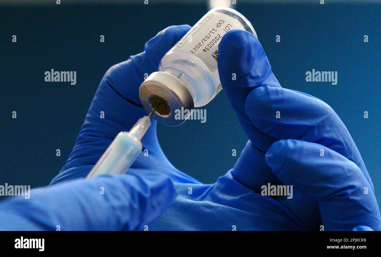 File photo dated 08/09/22 of a dose of the new Moderna spikevax autumn ...