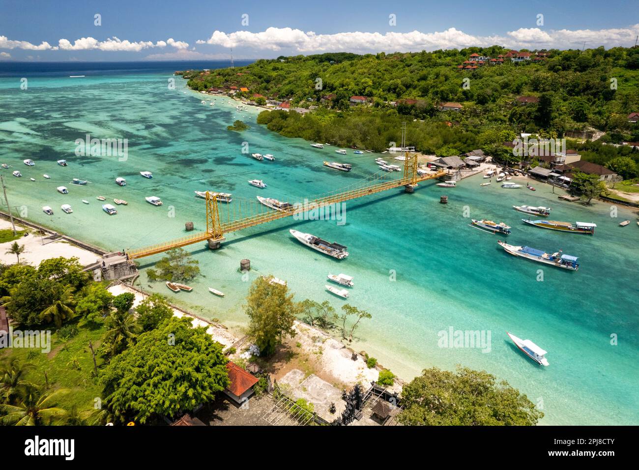 Famous yellow bridge Nusa Lembongan Nusa Ceningan Bali Indonesia Drone ...