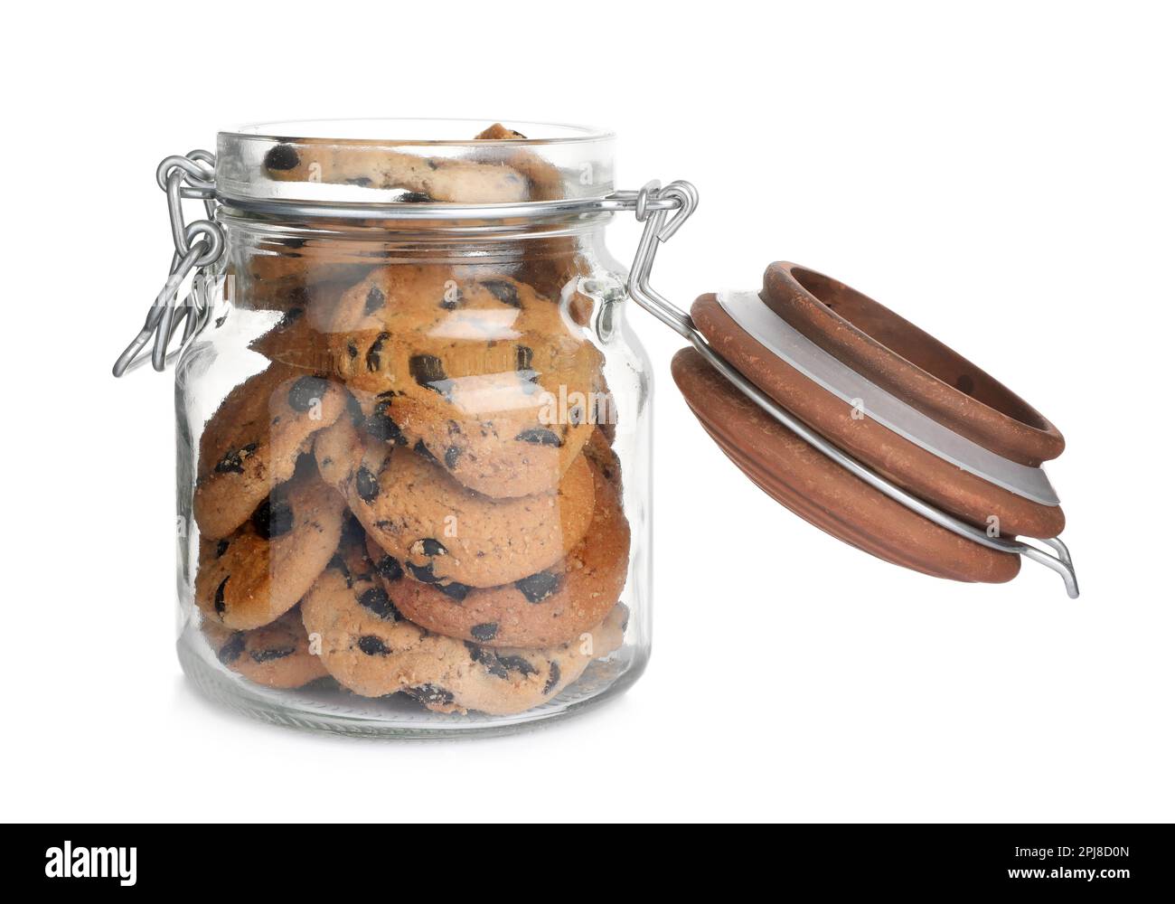 Jar of chocolate chip cookies isolated on white Stock Photo - Alamy