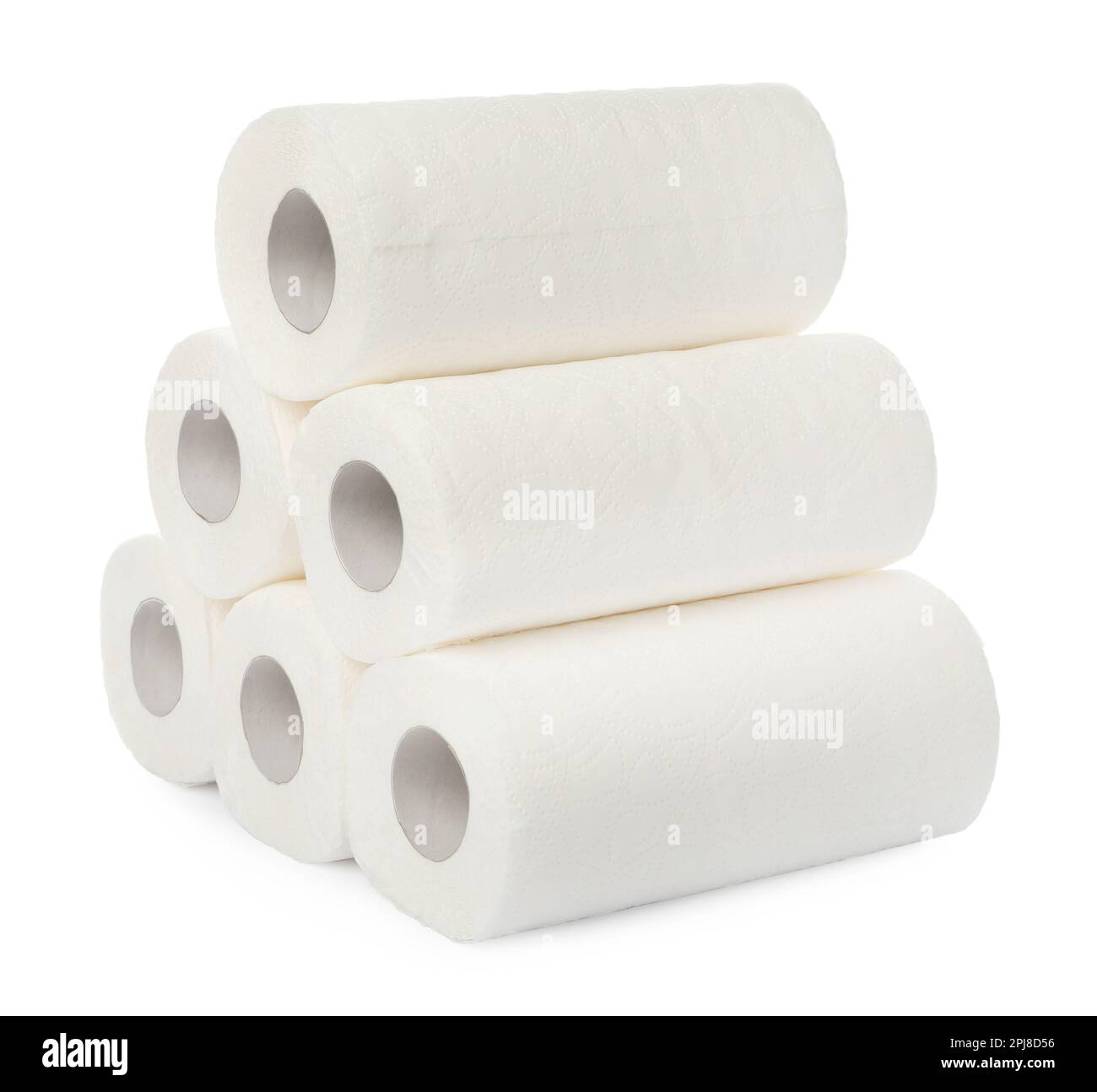 Rolls of paper towels isolated on white Stock Photo - Alamy
