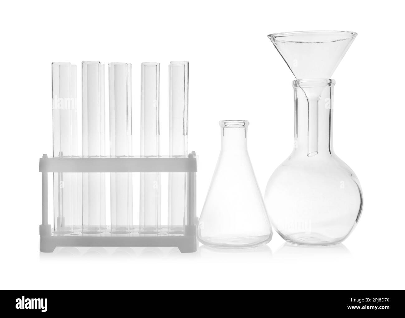 Set of laboratory glassware on white background Stock Photo - Alamy