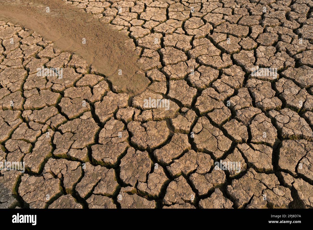 Dry water crisis deep cracks land symbolize hot weather and drought ...