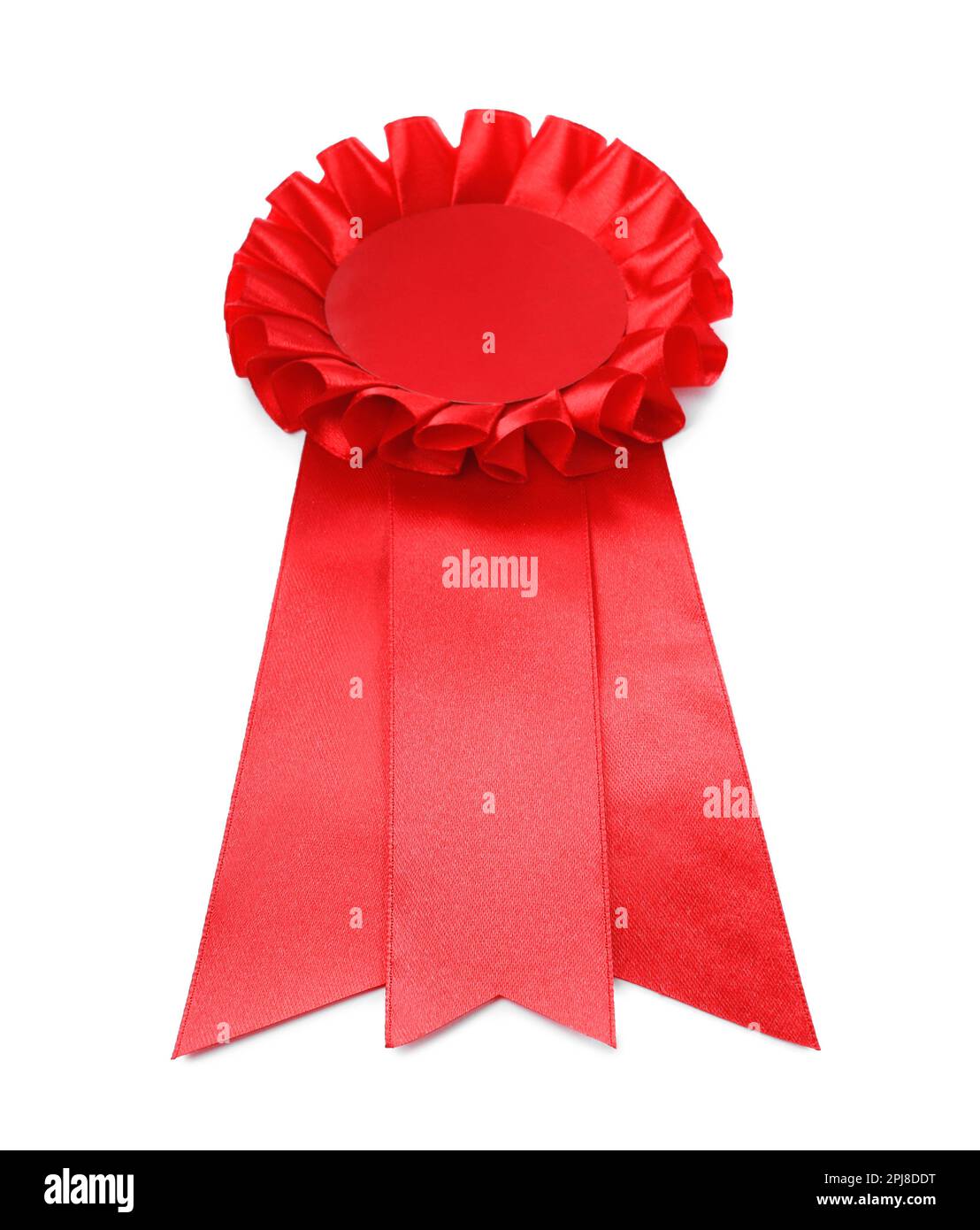 One red award ribbon isolated on white Stock Photo - Alamy