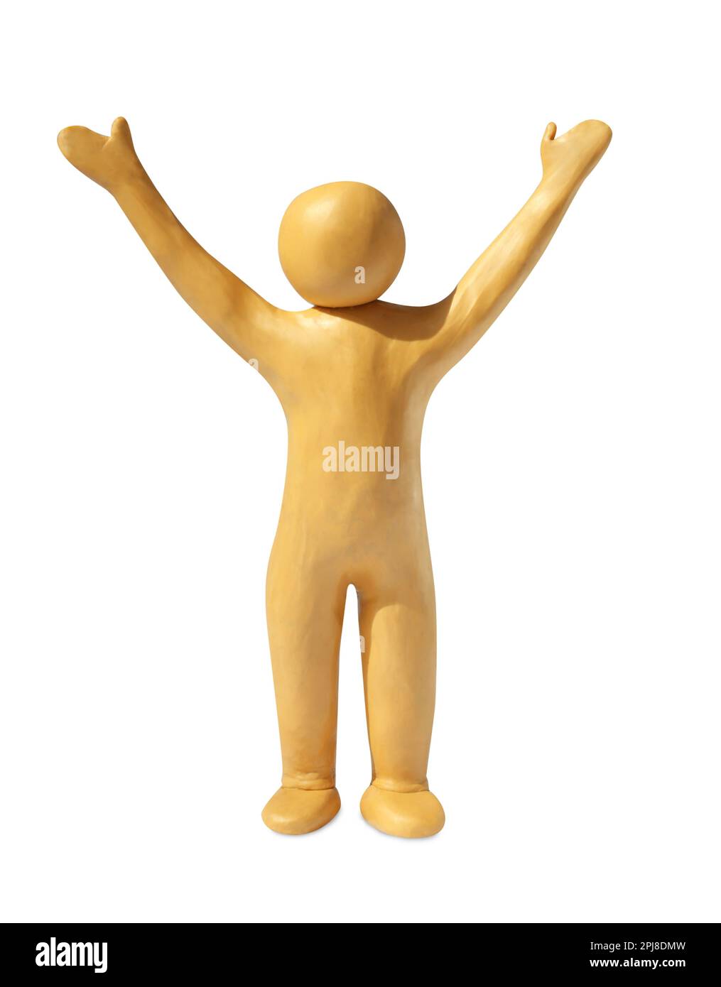 Human figure with arms wide open made of yellow plasticine isolated on ...