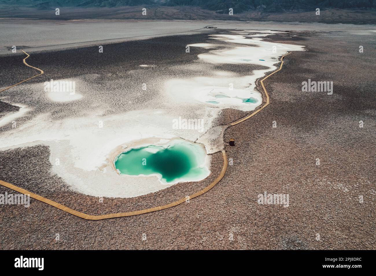 Aerial View of Salt Lagoon Baltinache San Pedro de Atacama Desert Chile ...